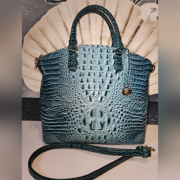Brahmin | Bags | Brahmin Large Duxbury Satchel In Bottle Blue Ombre ...